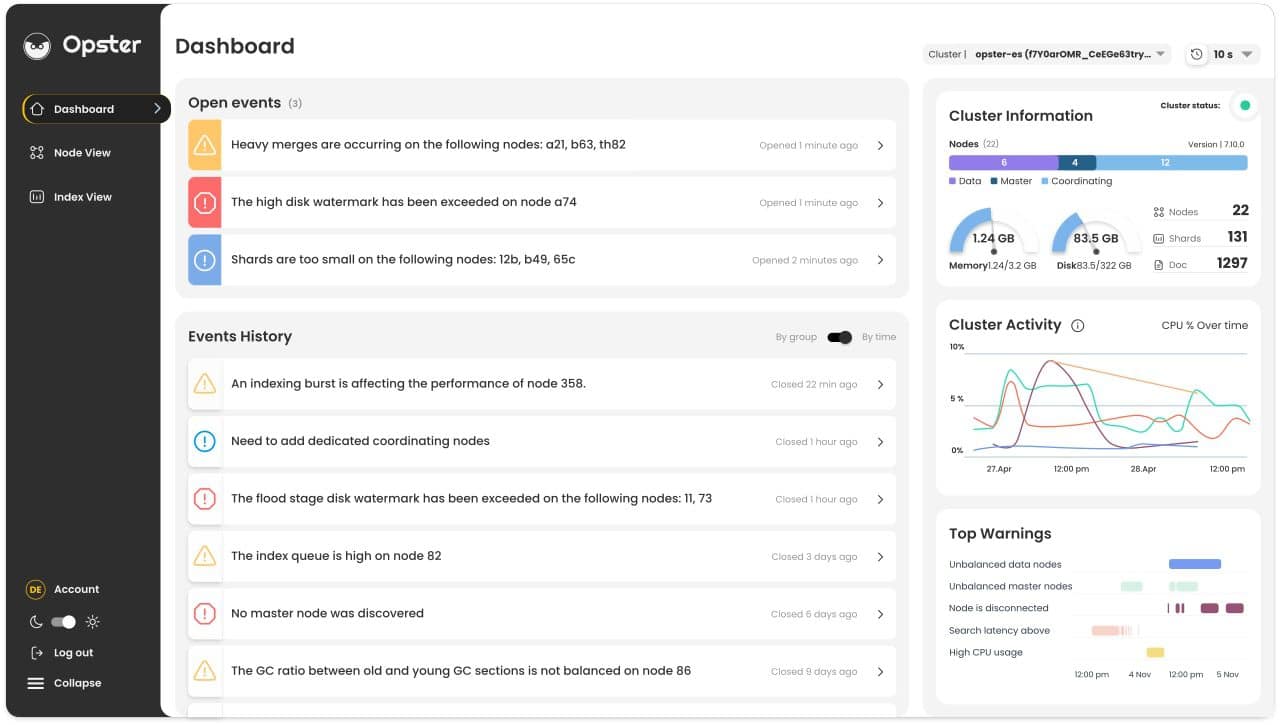 Opster for Mission Critical Elasticsearch and OpenSearch Deployments